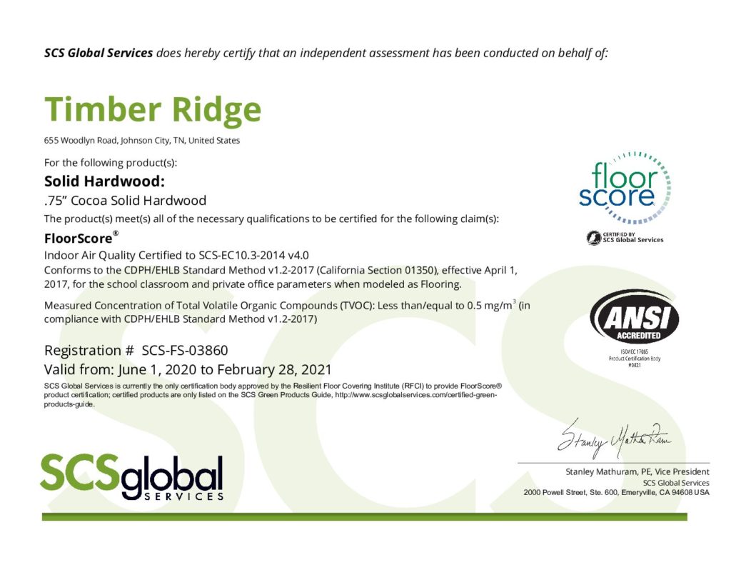 FloorScore® Certificates | Great Lakes Flooring | Quality. Service ...