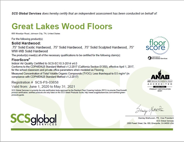 FloorScore® Certificates | Great Lakes Flooring | Quality. Service ...